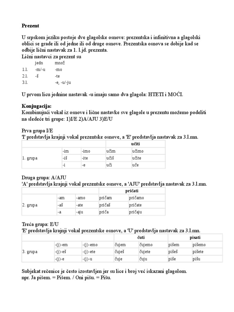 Glagoli Prezent | PDF