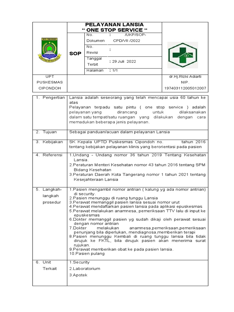 Sop Pelayanan Lansia 2022 | PDF | Pengembangan Diri | Kesehatan Holistik