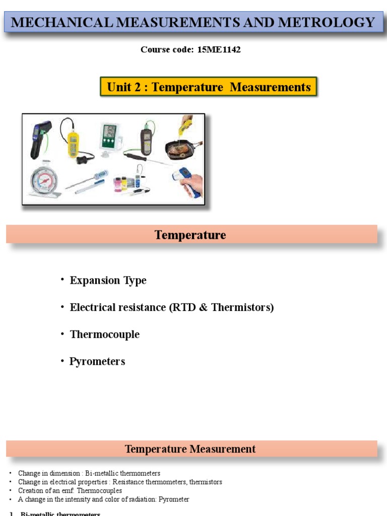MMM Lecture - Unit 2 - Temperature Measurement | PDF | Thermocouple | Electrical Resistance And ...