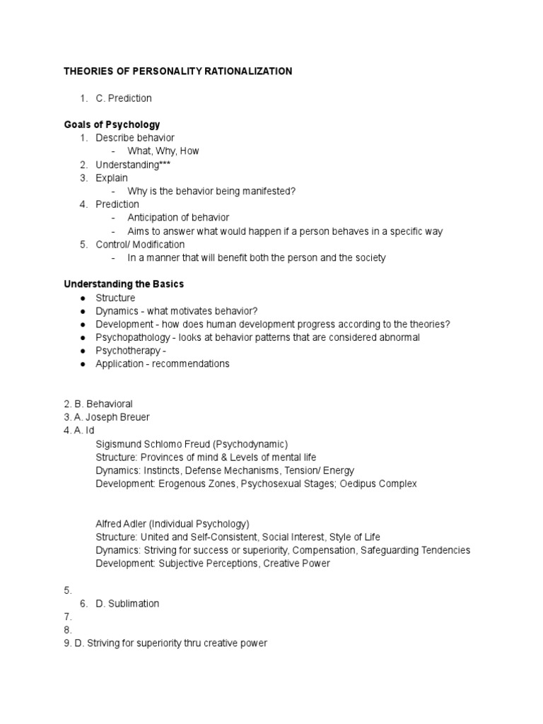 Theories of Personality Rationalization | PDF