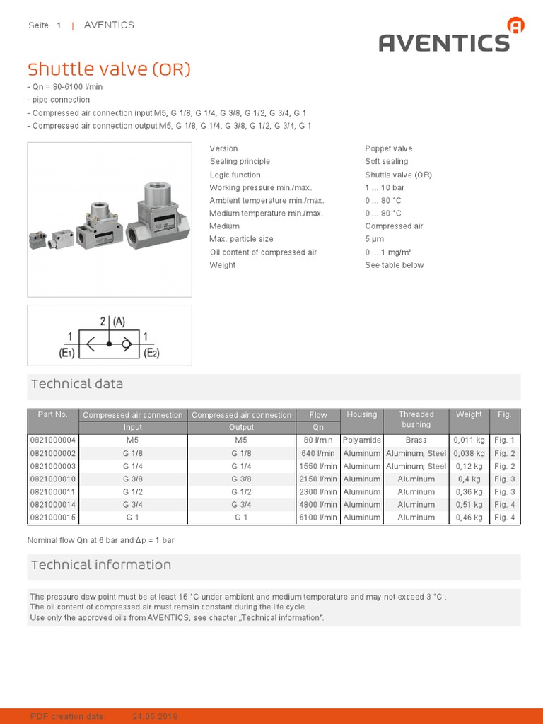 Shuttle Valve (OR) : Technical Data | PDF | Valve | Process Engineering