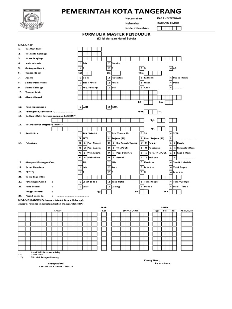 Formulir Master Penduduk New 2022 | PDF
