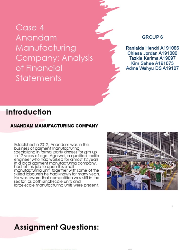 Integrated Case Study - Anandam Manufacturing Company | PDF Integrated Case Study - Anandam Manufacturing Company | PDF