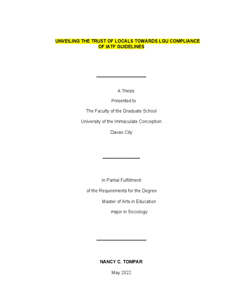 TOMPAR - MANUSCRIPT For Final Defense | PDF | Thesis | Social Capital