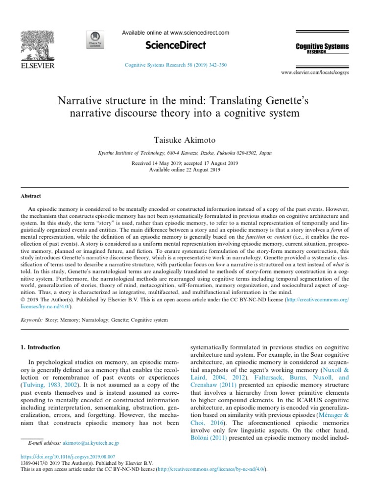 Narrative Structure in The Mind Translating Genette S Na - 2019 ...
