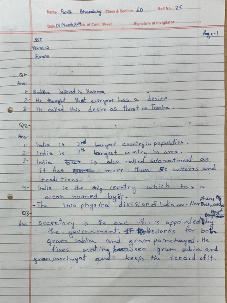 Parth Bhardwaj 6D 6408 SST Term-2 Exam | PDF | Foreign Language Studies