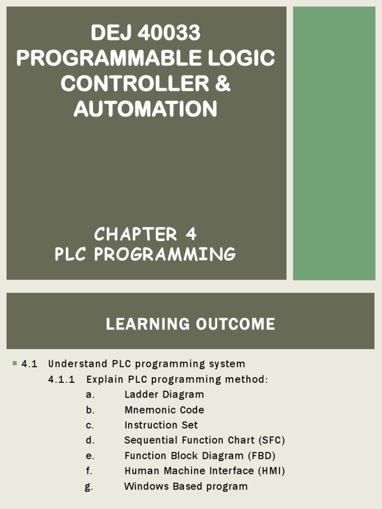 Chapter 4 - PLC PROGRAMMING | PDF | Programmable Logic Controller | Computer Program