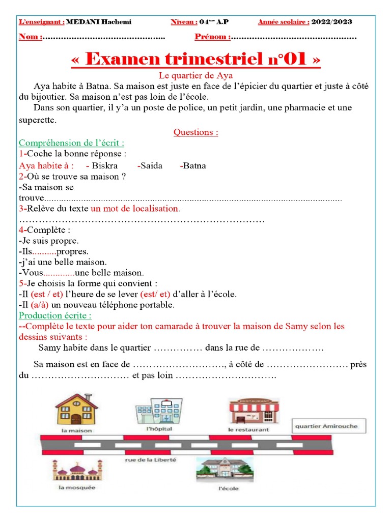 Dzexams 4ap Francais 717854 | PDF