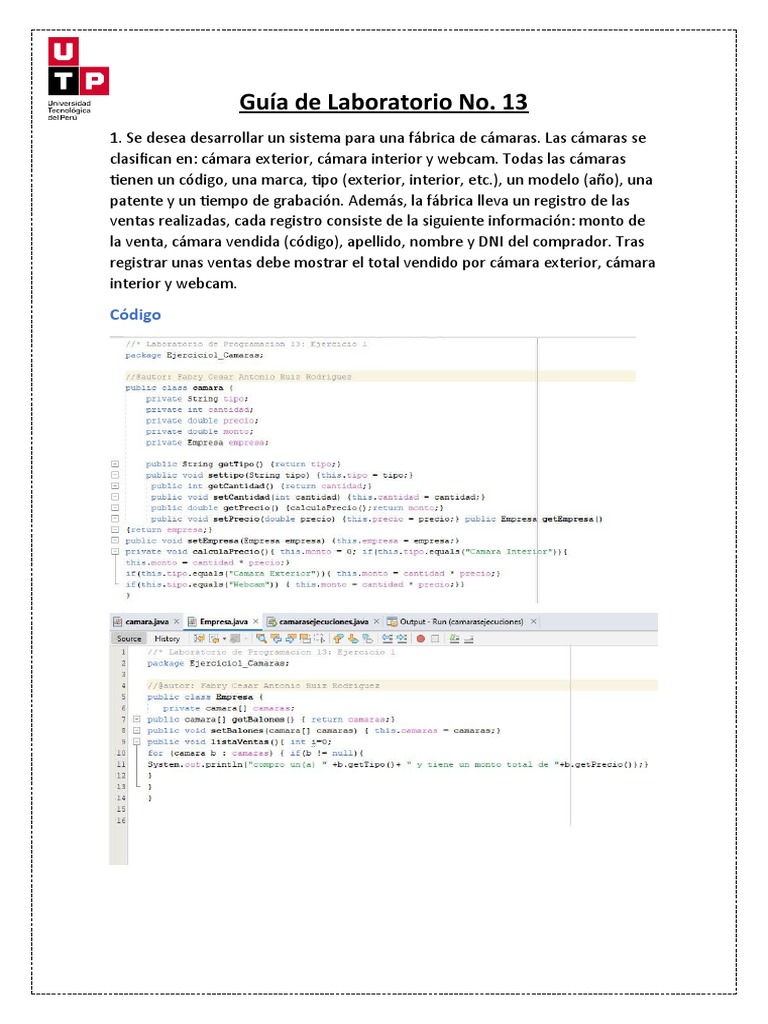 Guía de Laboratorio N13 - Programacion NetBeans | PDF | Objeto (informática) | Constructor ...