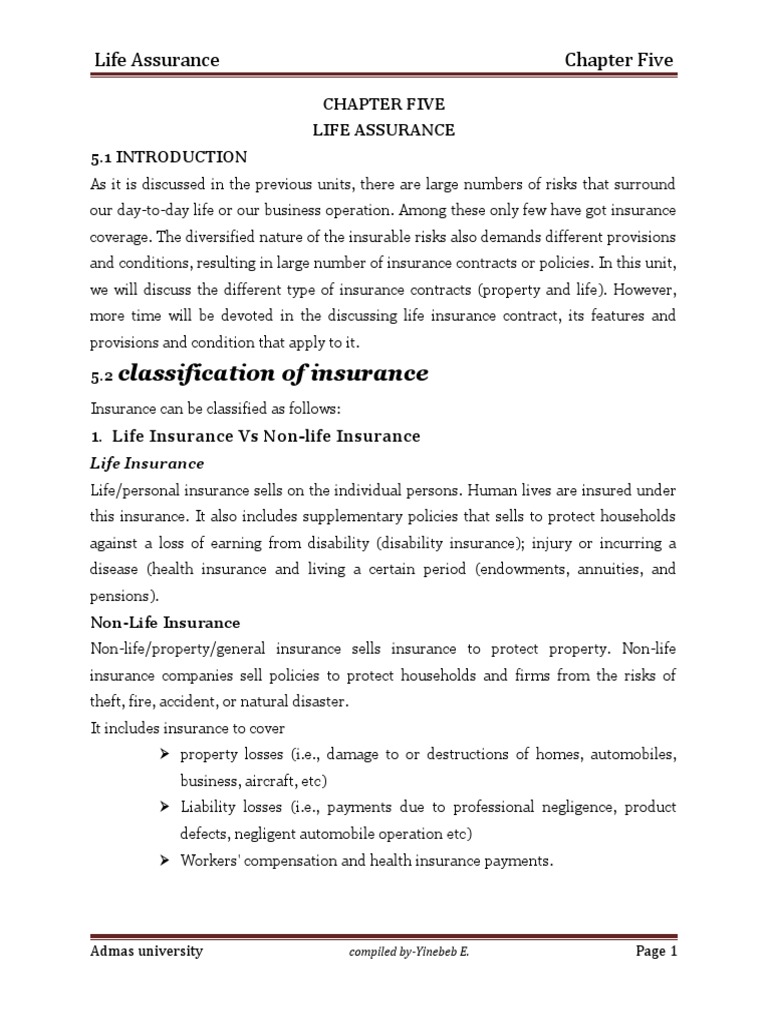 Chapter Five | PDF | Life Insurance | Insurance