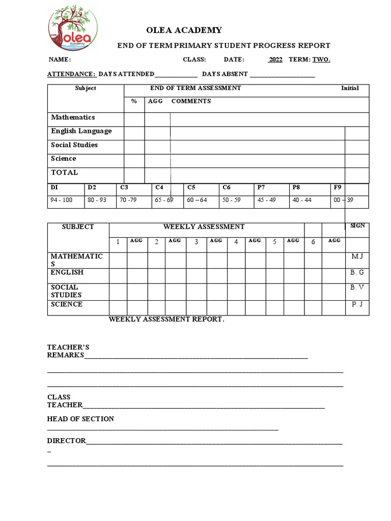 P, 7 Term Two Reort Card 2022 | PDF