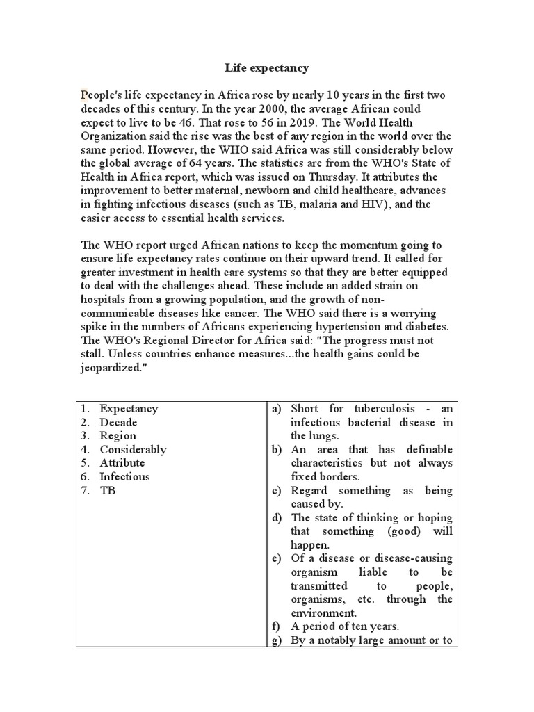 Life Expectancy | PDF
