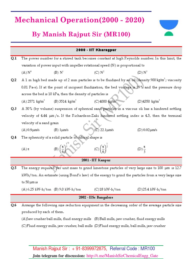 Mechanical Operation | PDF | Reynolds Number | Viscosity