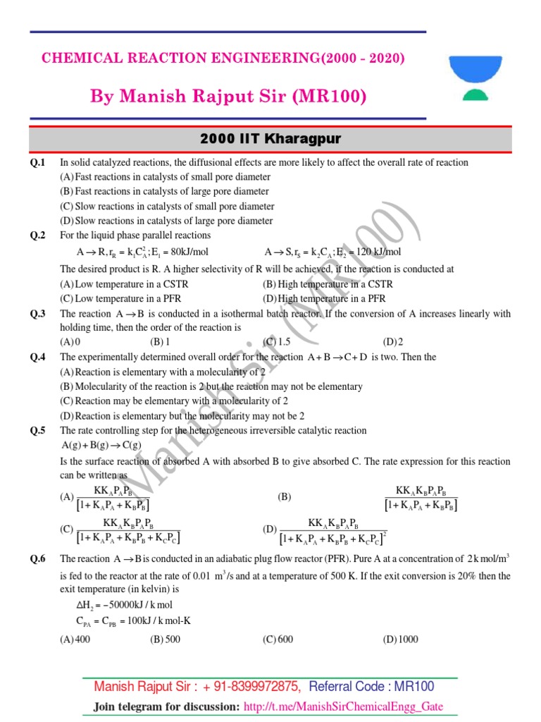 Chemical Reaction Engineering | PDF