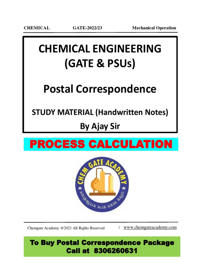 GATE 2022 Chemical Engineering Notes | PDF