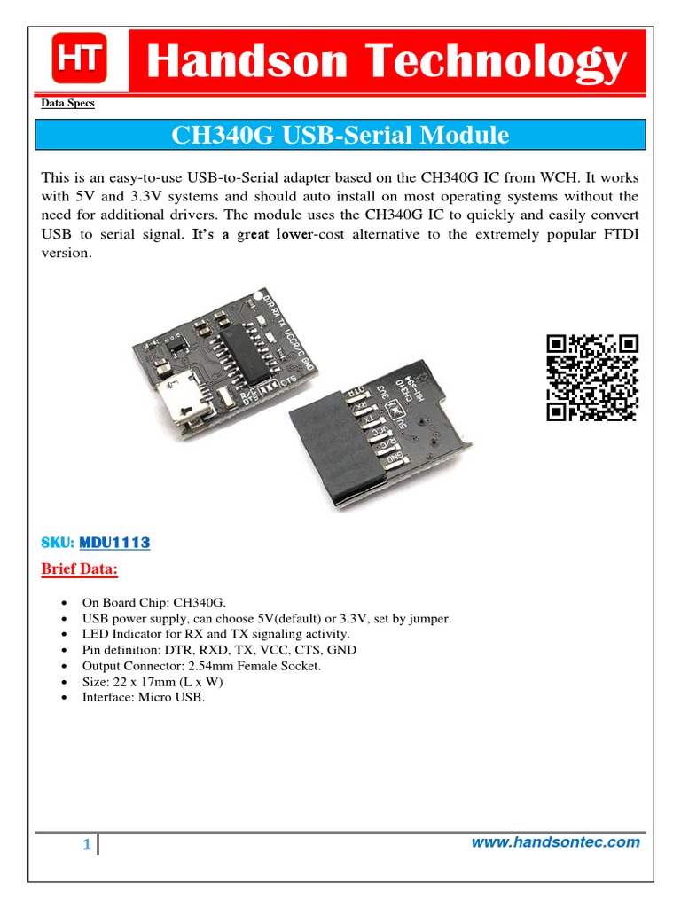 CH340G Serial Module | PDF | Arduino | Computing