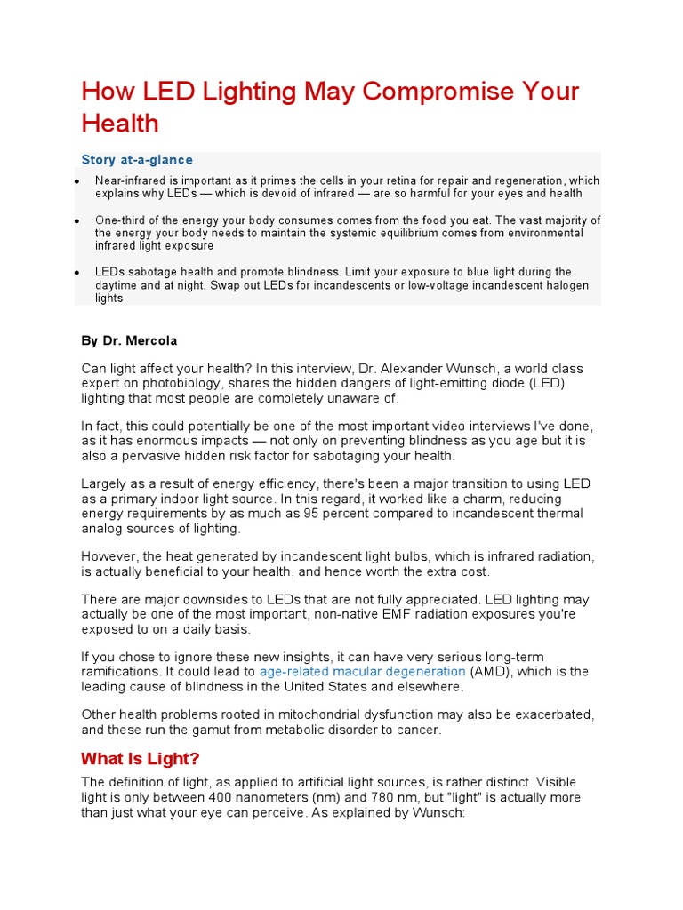 The Dangers of LED Lighting | PDF | Infrared | Light Emitting Diode