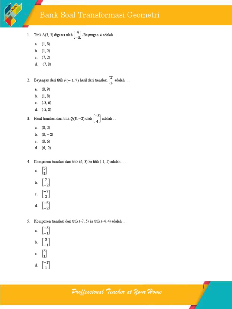 Bank Soal Transformasi Geometri | PDF
