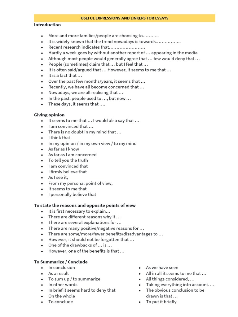 A Comprehensive Collection of Useful Expressions and Linkers to Further ...