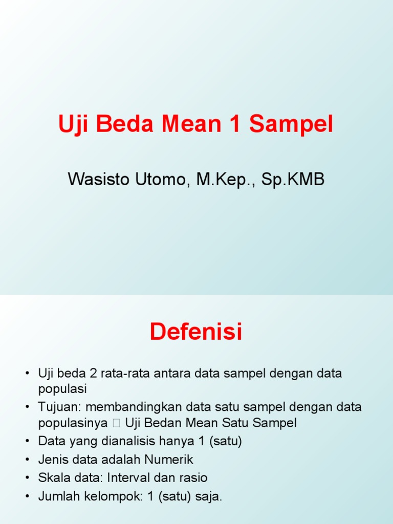 Uji Beda Mean 1 Sampel Pak Wasis | PDF