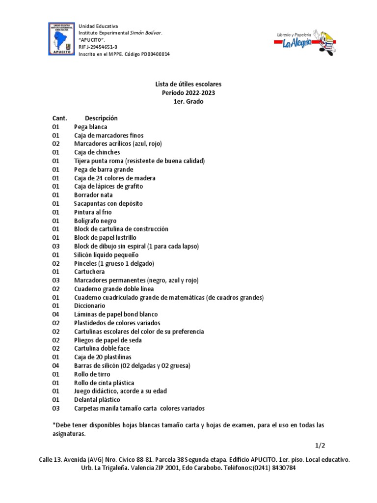 1er. Grado | PDF | Papelería
