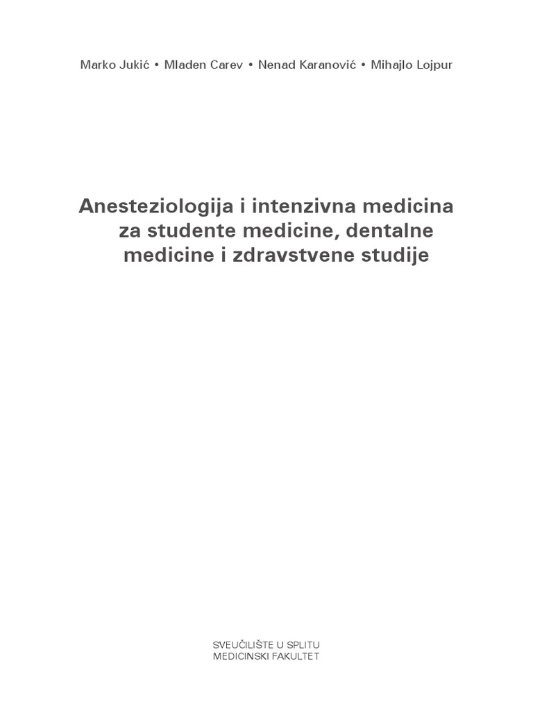 Anesteziologija I Intenzivna Medicina | PDF