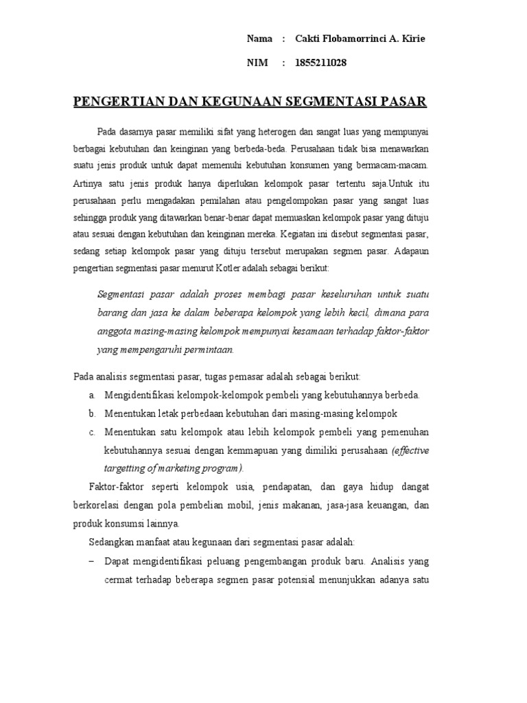 Segmentasi Pasar | PDF | Bisnis