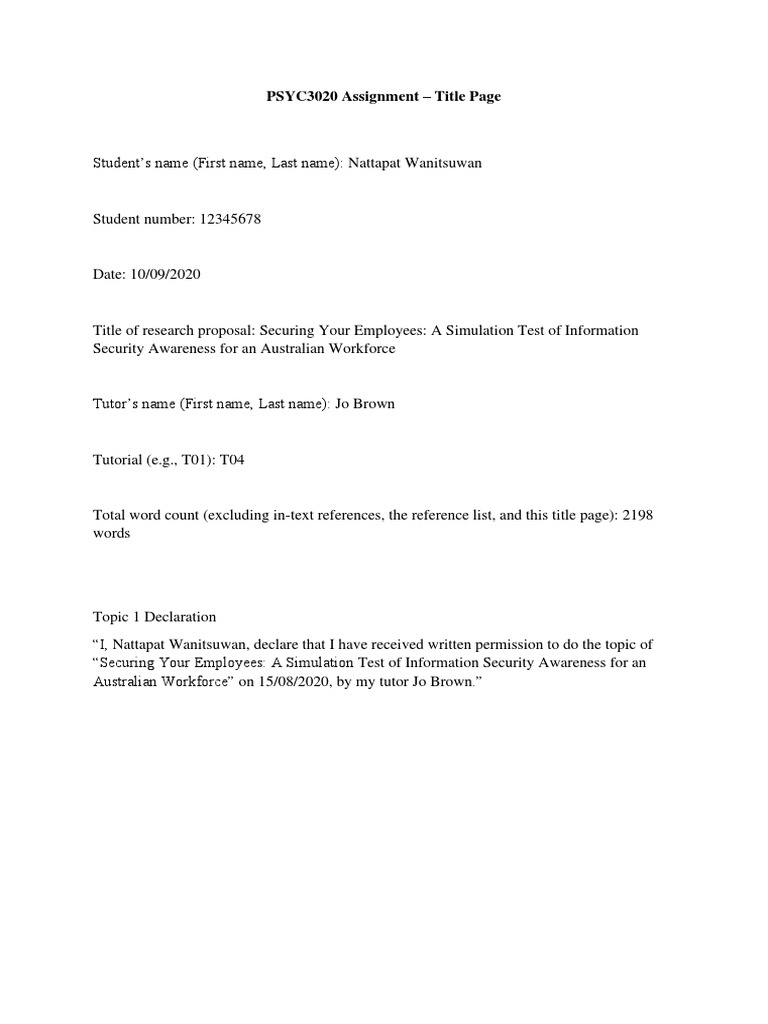 Example Assignment 1 PSYC3020 APA 7 | PDF | Validity (Statistics ...