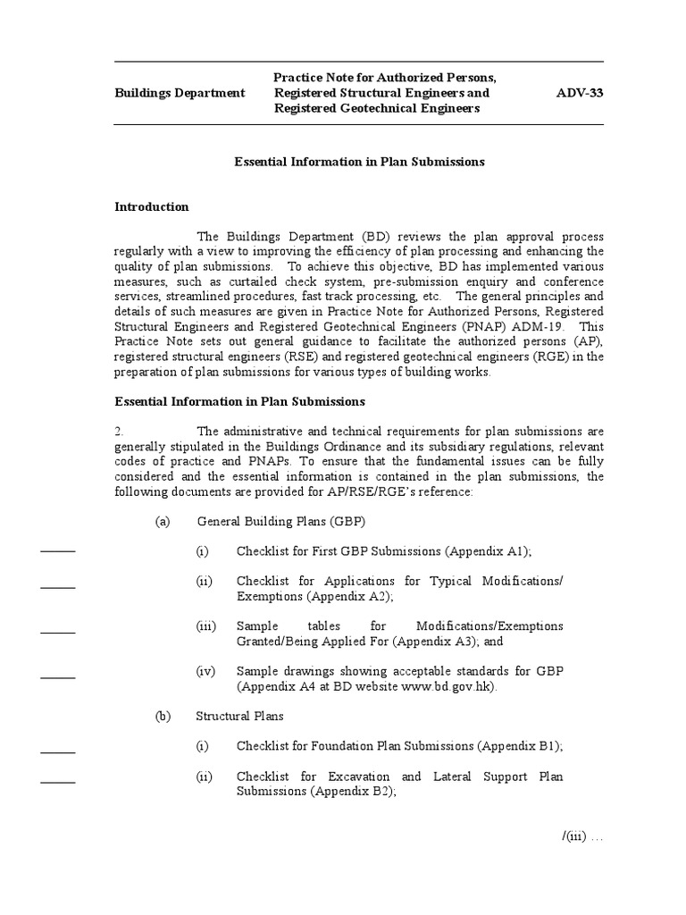 ADV033 - Essential Information in Plan Submissions | PDF | Stairs ...