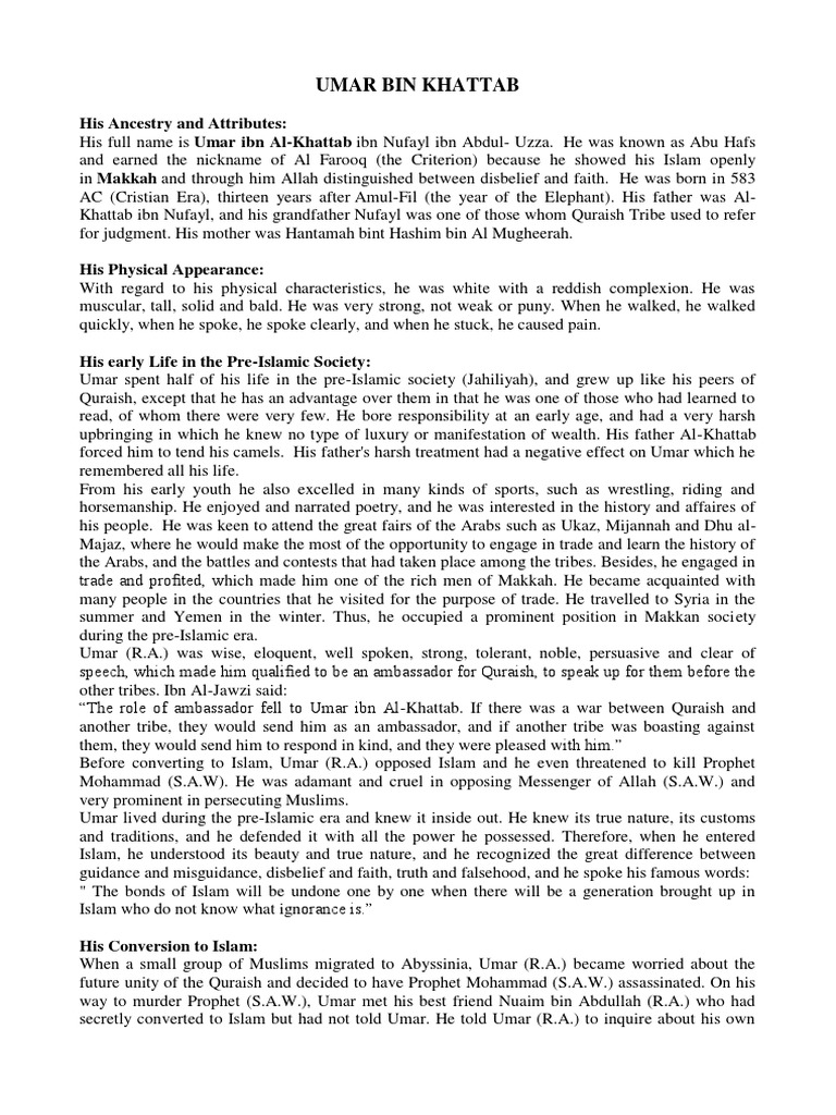 Umar Bin Khattab | PDF | Umar | Muhammad