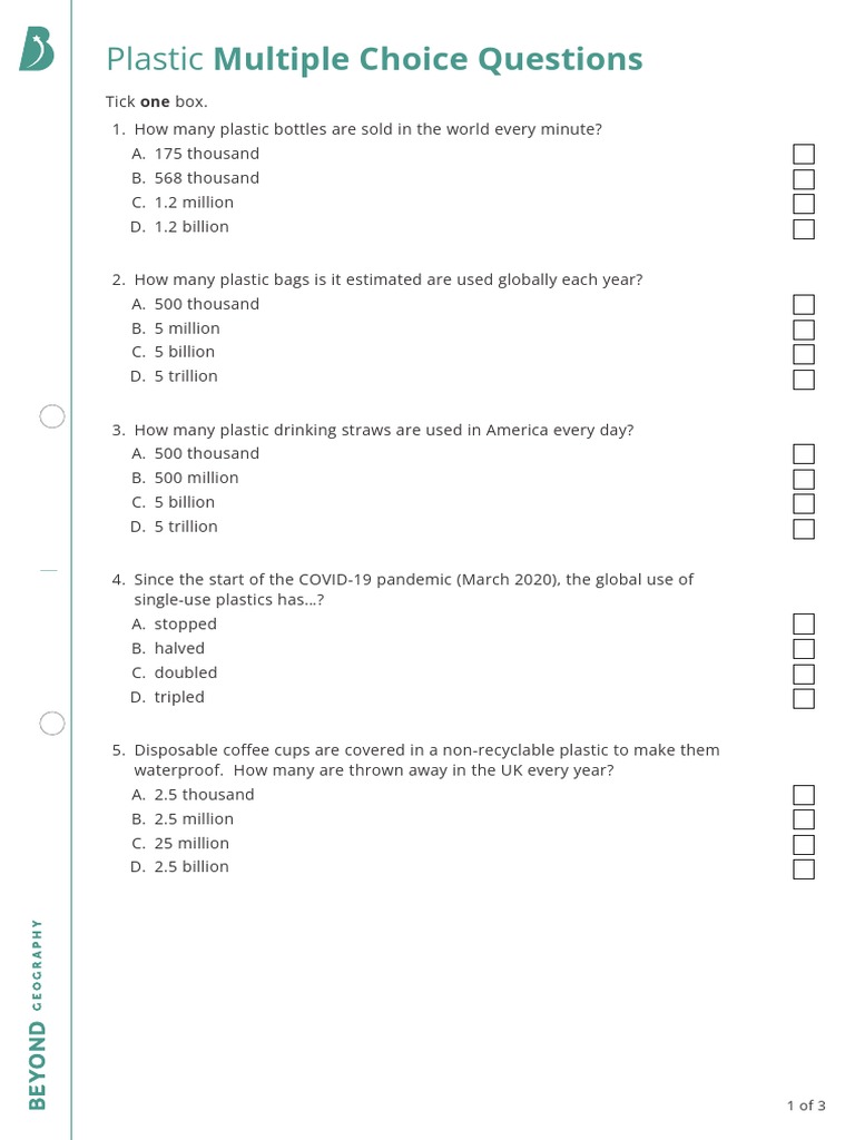 Plastic Multiple Choice Questions - A4 | Download Free PDF | Plastic ...