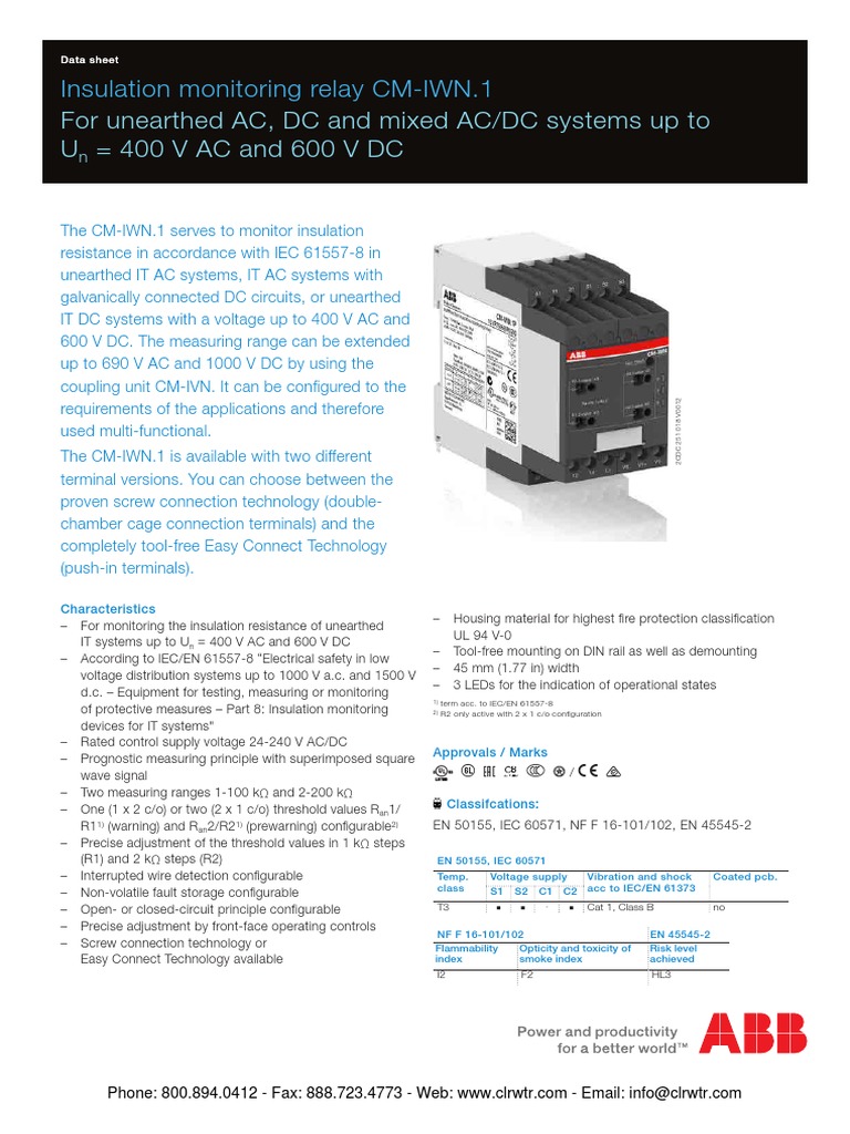 ABB Insulation Monitoring Relay | PDF | Relay | Alternating Current