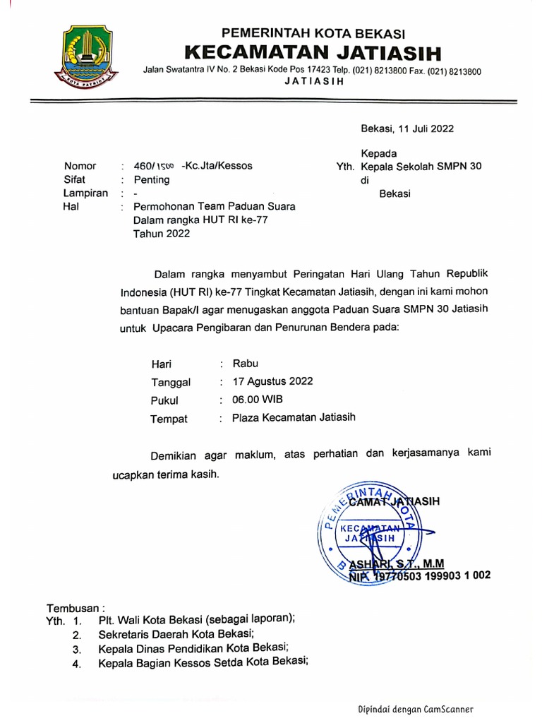 Surat Permohonan SMPN 30 (Team Padus) Hut Ri | PDF