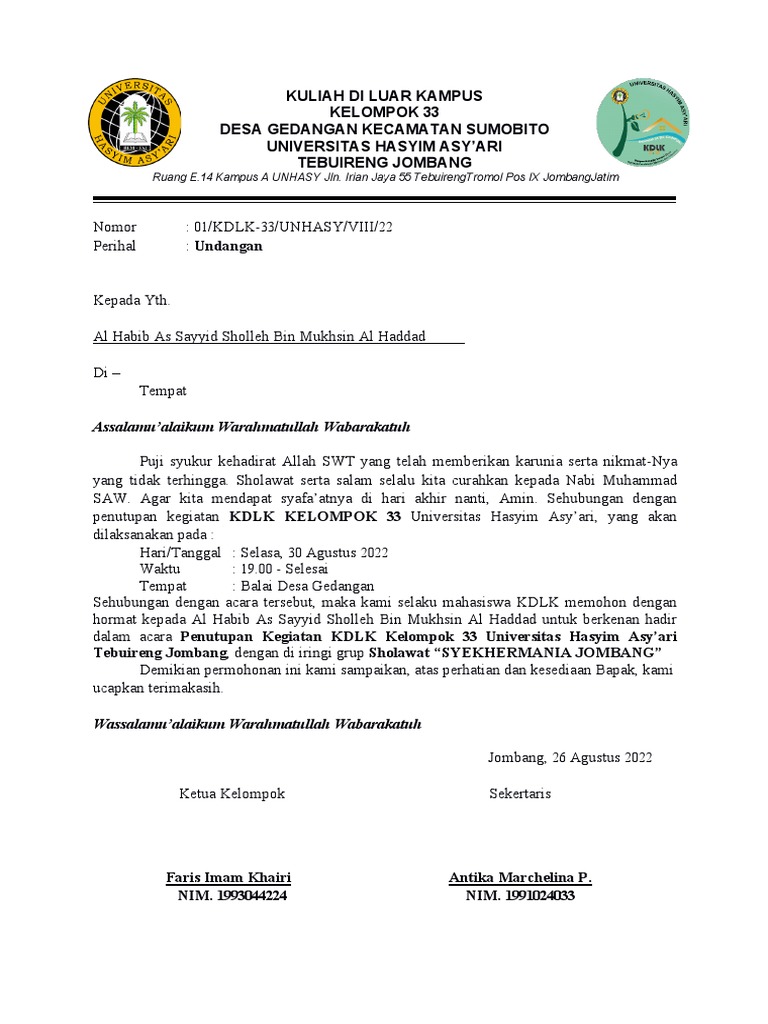 Surat Undangan Bapak Ibu | PDF