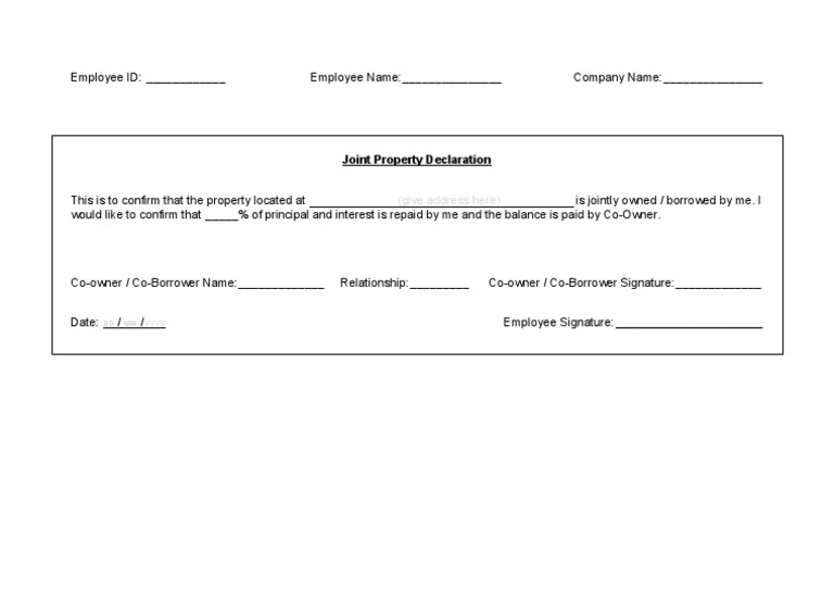 Joint Property Declaration Pdf 