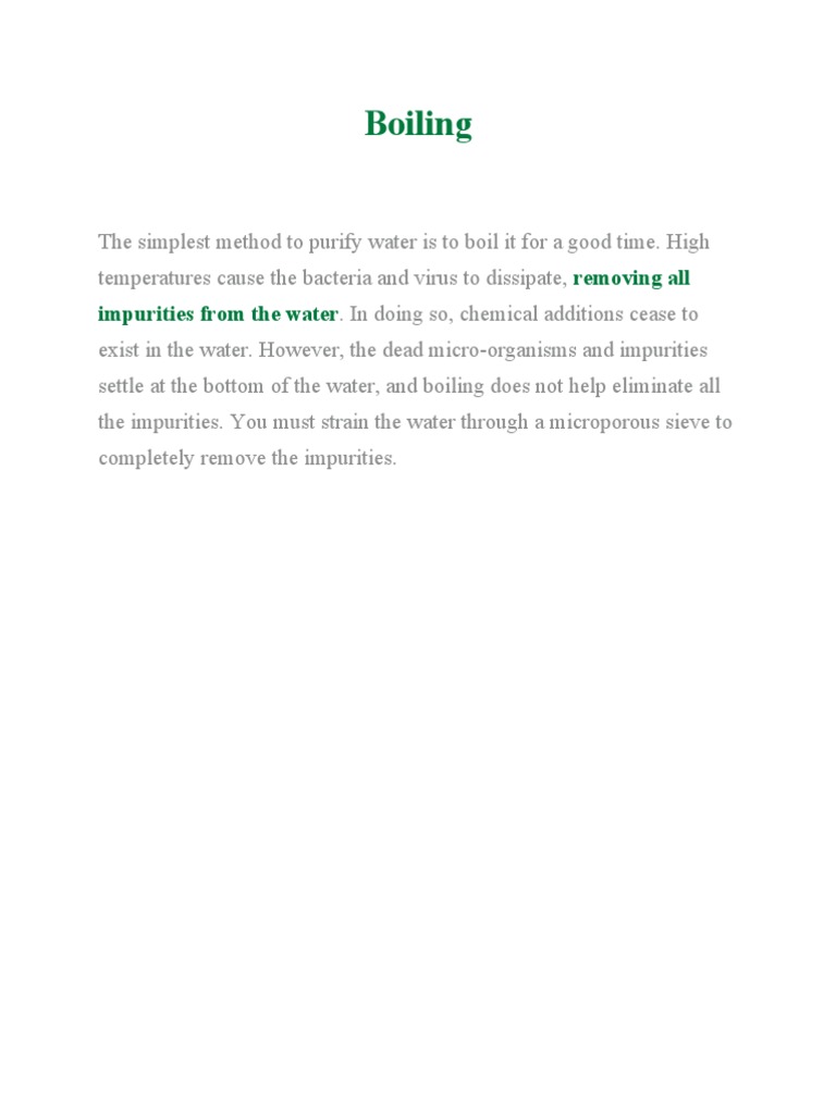 Boiling: Removing All Impurities From The Water | PDF | Home & Garden ...