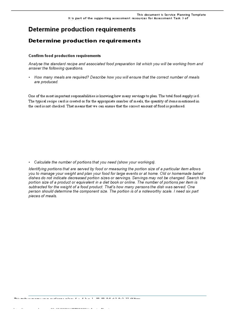 SITHCCC014 Service Planning Template.v1.0 | PDF | Foods | Cooking