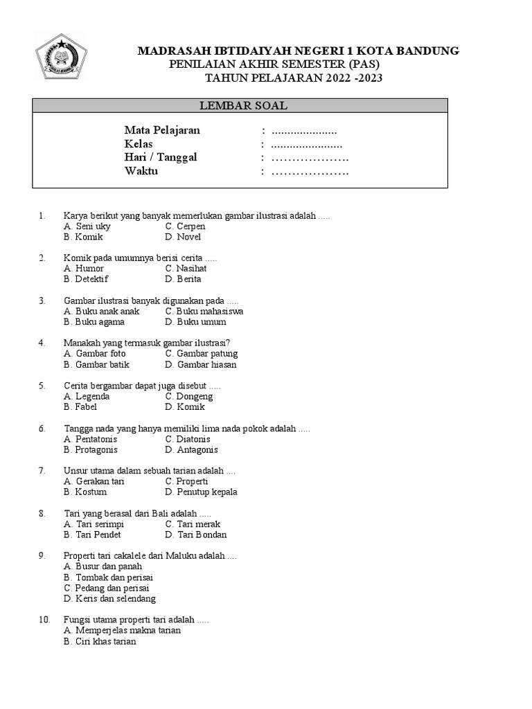 Soal SBDP Kelas 5 | PDF