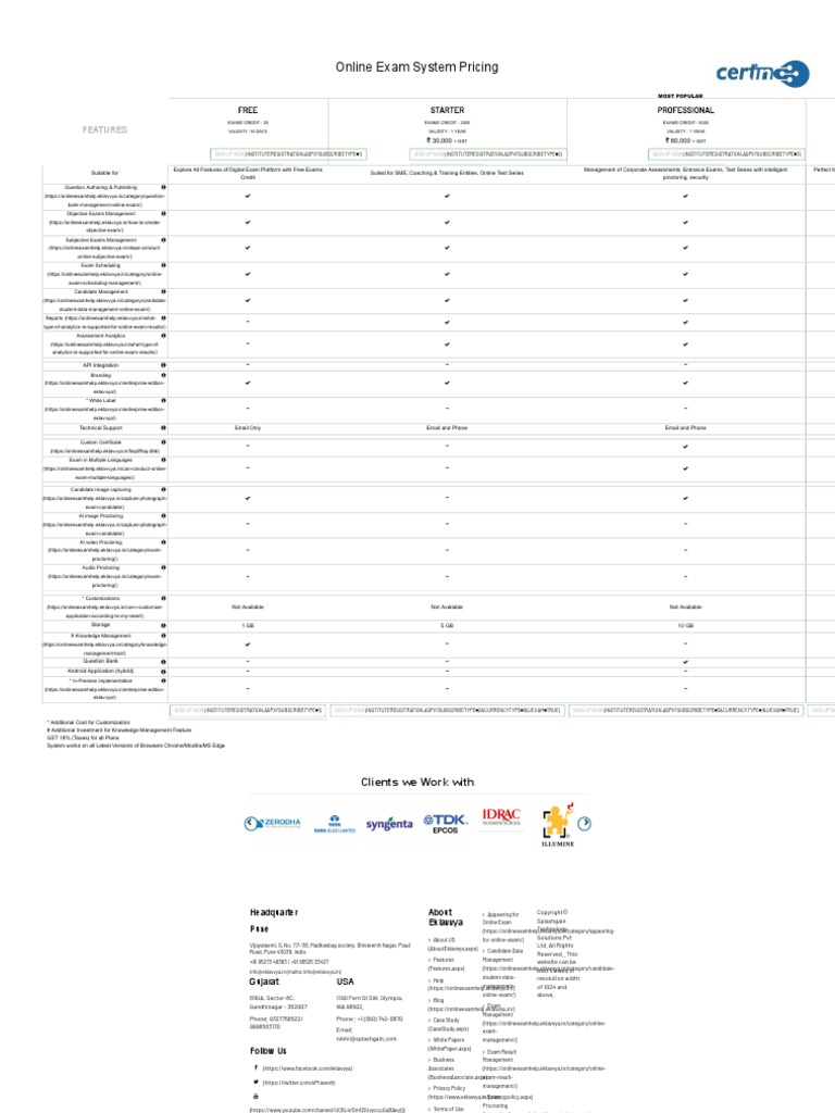 Ekalavya Online Examination System Pricing - Buy Online Examination System Software Subscription ...