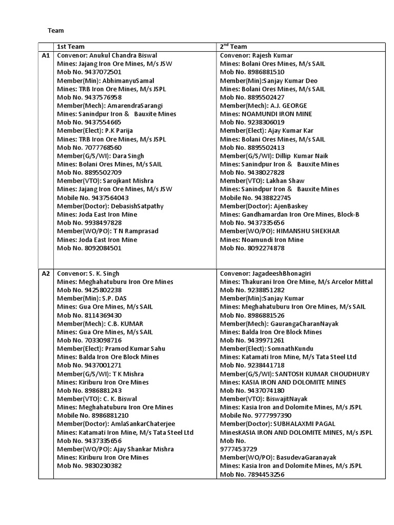 List of Team Member | PDF | Chemical Compounds | Natural Materials