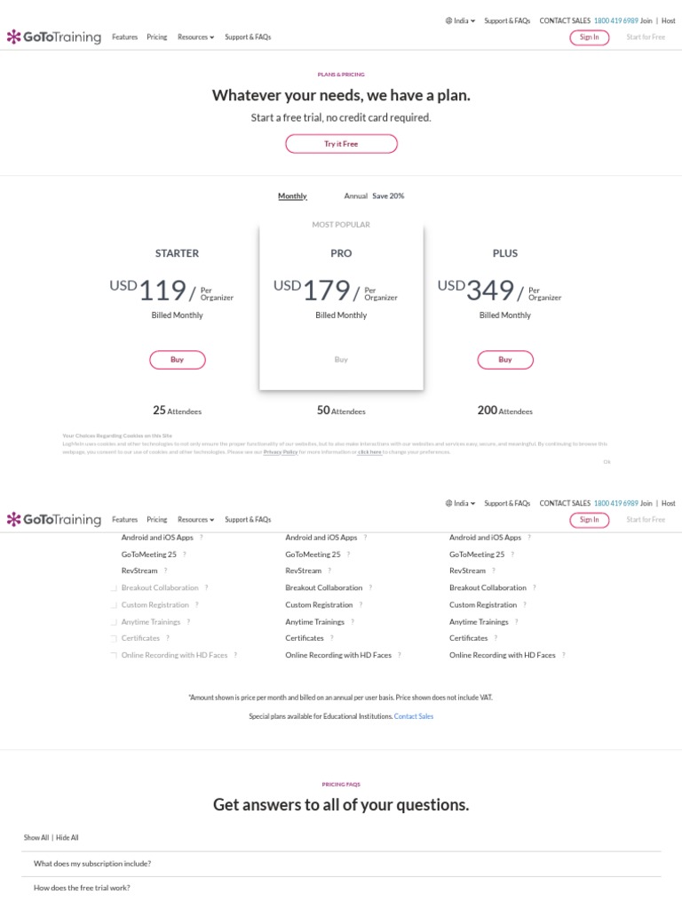 GoToTraining Pricing & Cost - GoToTraining | PDF | Http Cookie | Ios