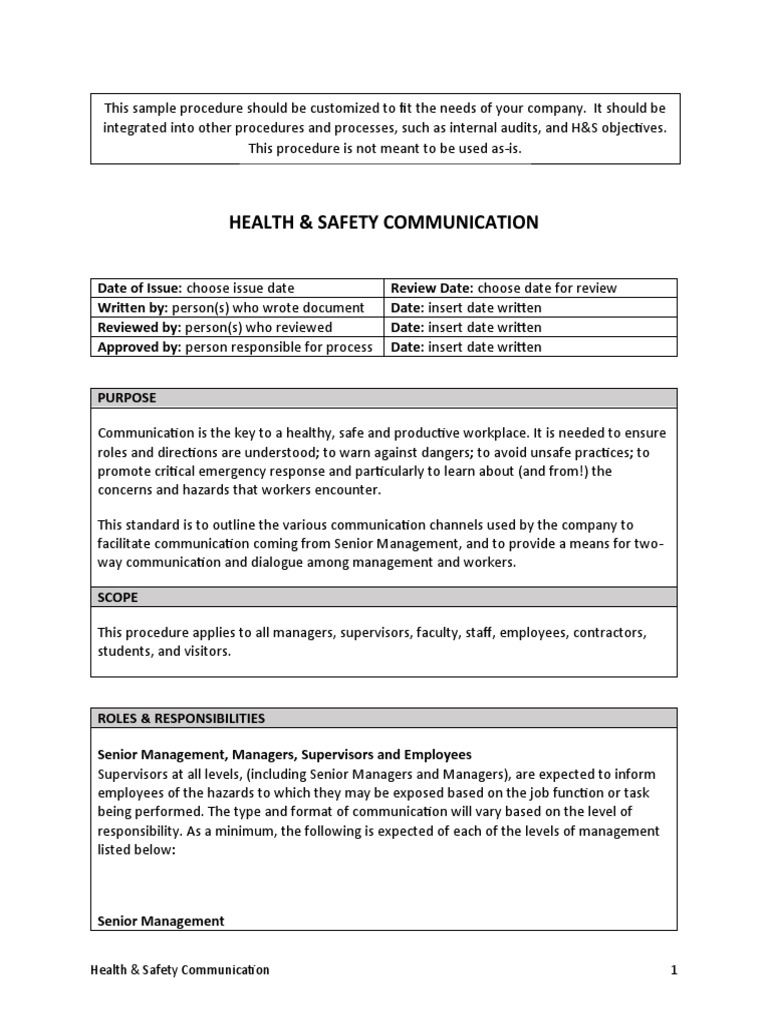 Health and Safety Communication | PDF