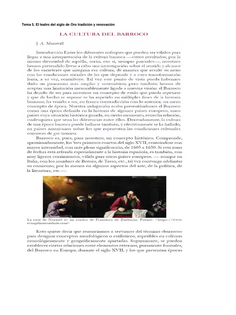 Tema 5 El Teatro Del Siglo de Oro Tradición y Renovación | PDF | Barroco | Novelas
