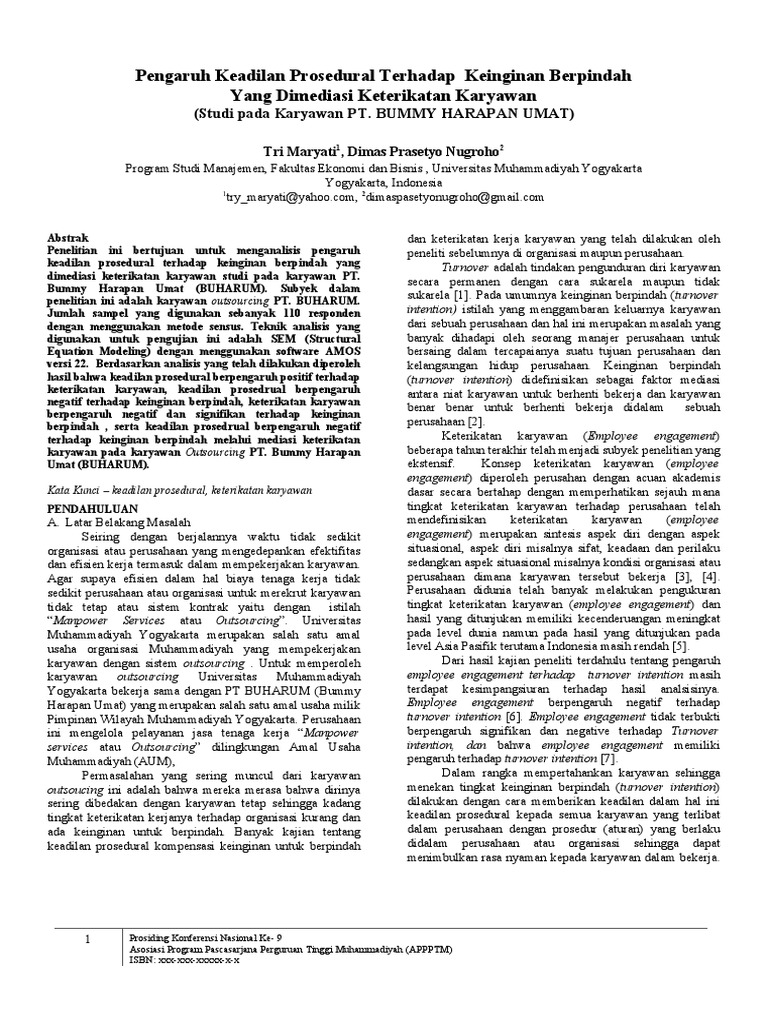 Tri Maryati & Dimas Prasetyo Nugroho UMY Pengaruh Keadilan Prosedural ...