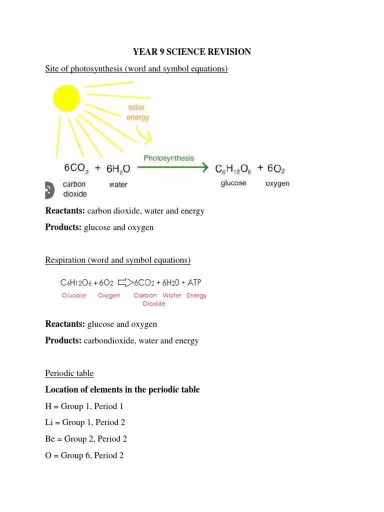 Year 9 Science Revision Notes PDF | PDF | Technology & Engineering