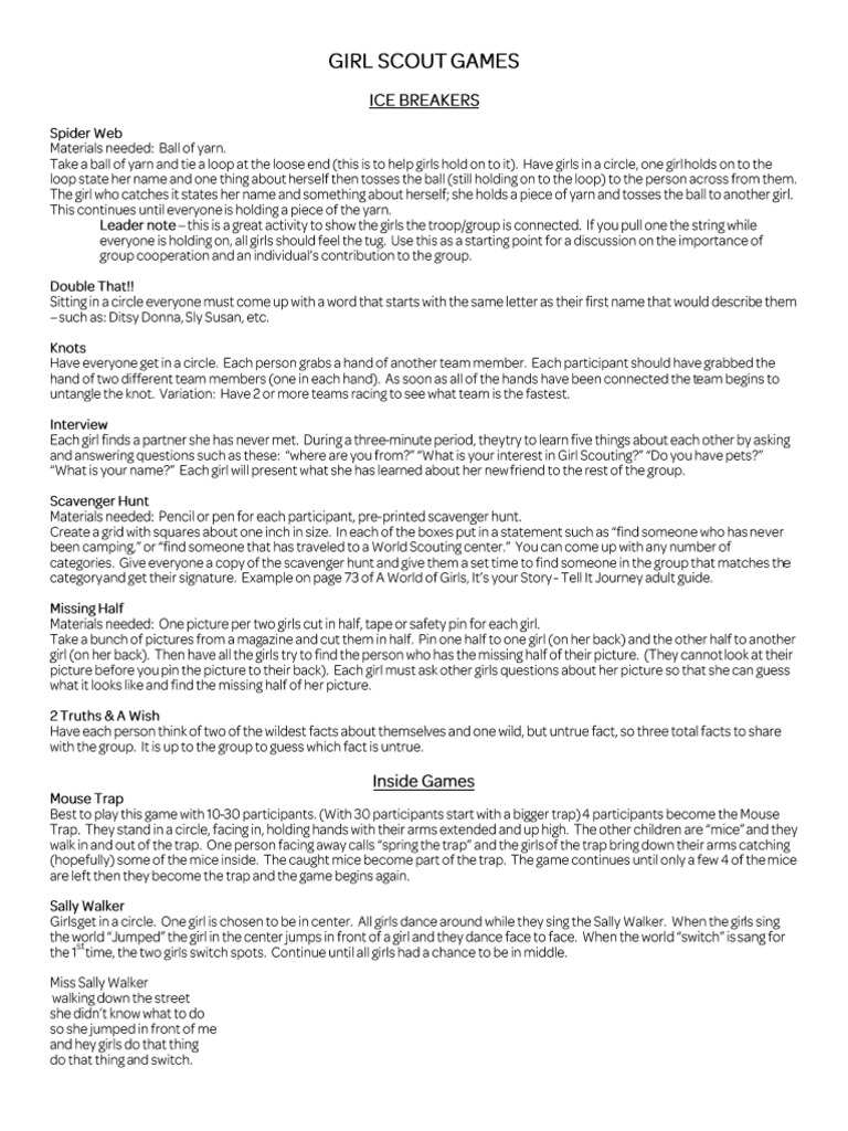 Girl Scout Games | PDF