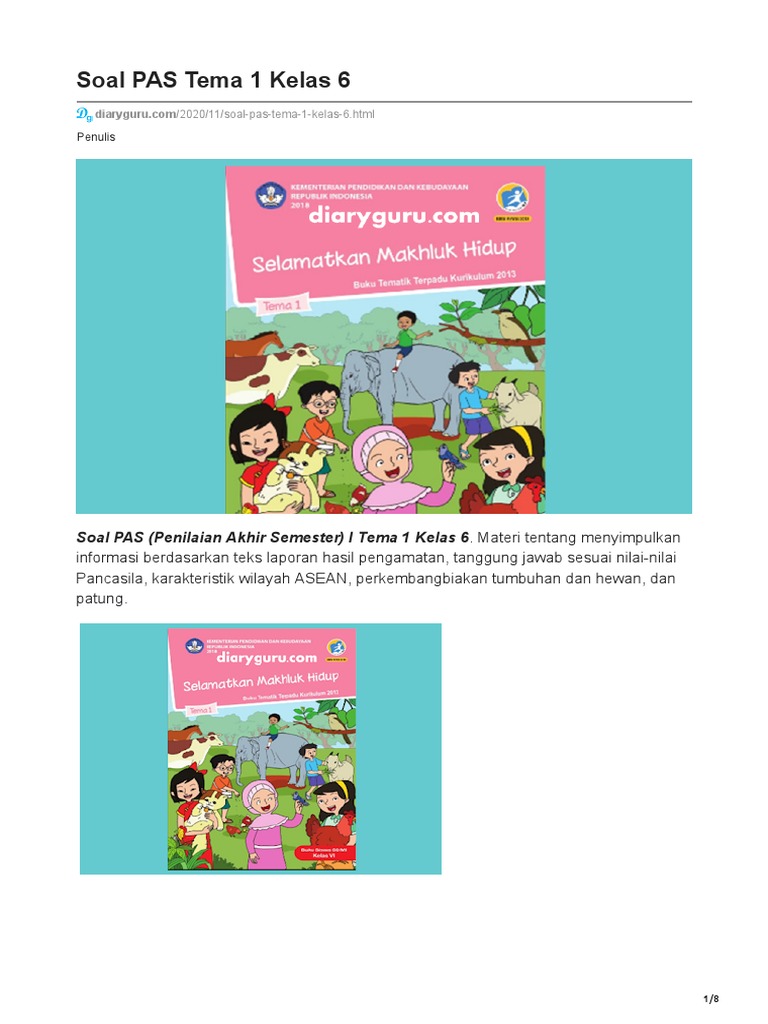 Soal PAS Tema 1 Kelas 6 | PDF
