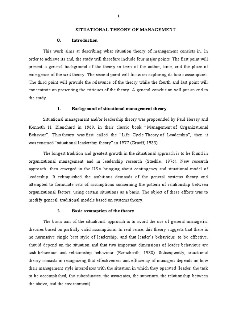 Situational Management Theory Overview | PDF | Leadership | Behavior