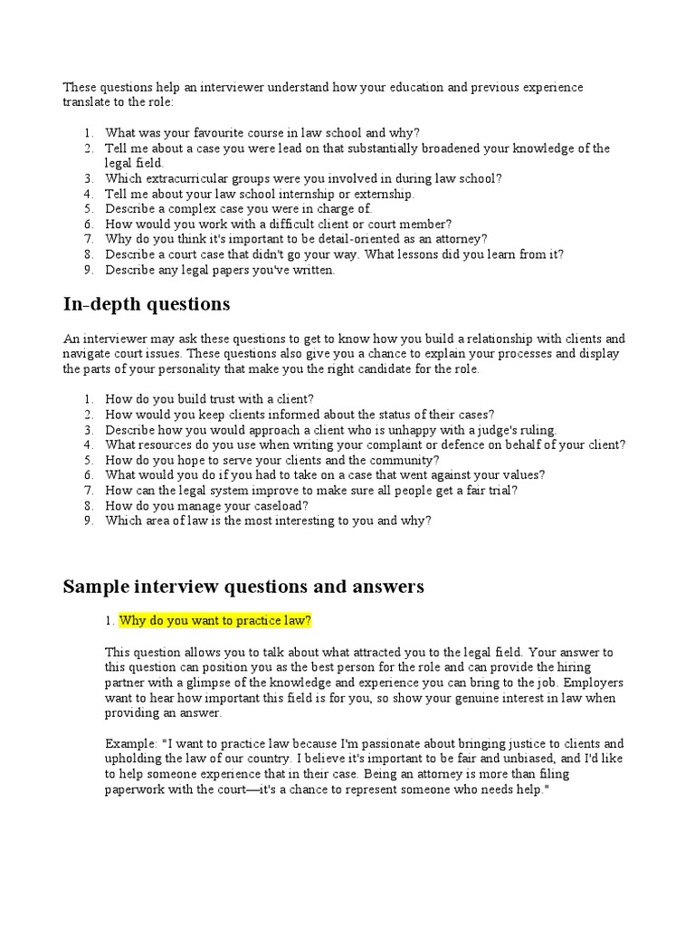 Interview Law Questions | PDF | Lawyer | Courtroom