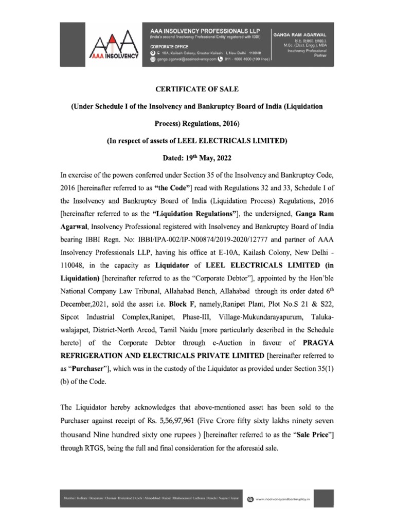 Certificate of Sale | PDF